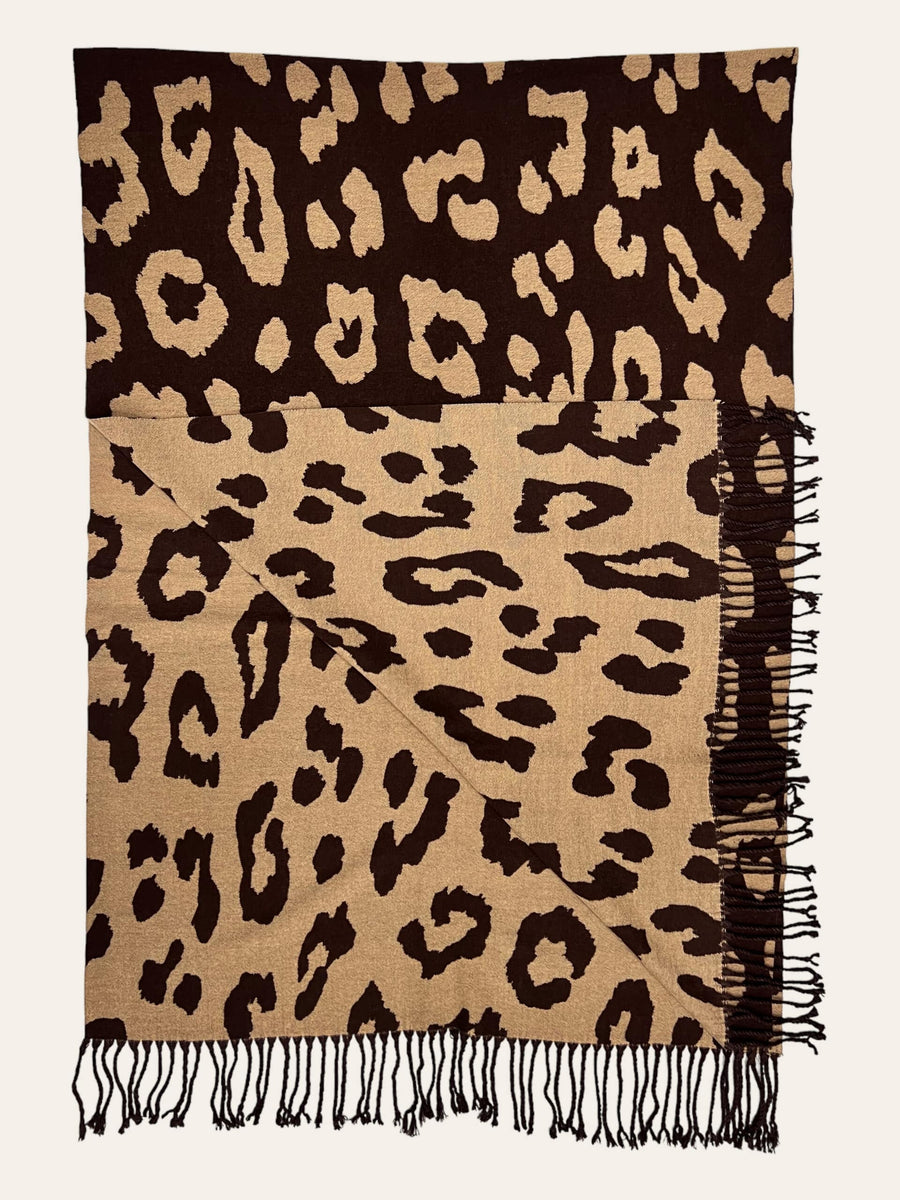 BARNEY , CASHMERE MIX SCARF , LEOPARD – Marco Tripoli London