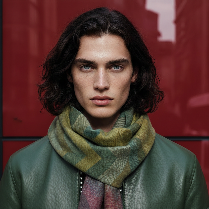 ELENA , WOOL MIX SCARF , GREEN – Marco Tripoli London